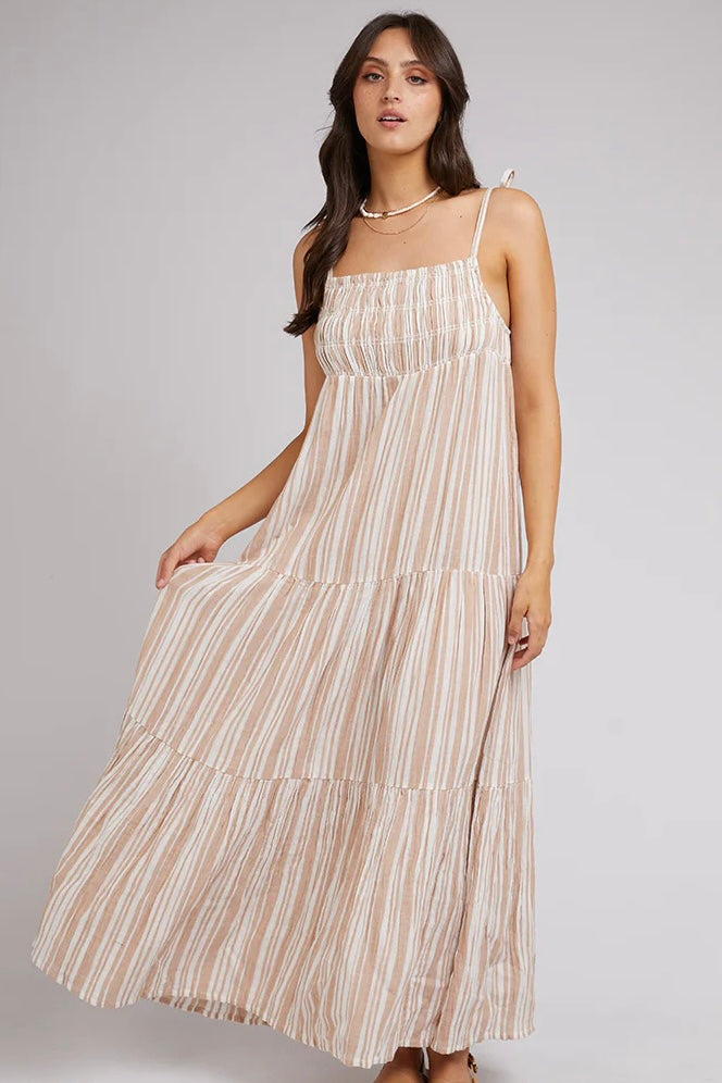 ALL ABOUT EVE GROUNDED MAXI DRESS TAN | BOHEMIAN LOVE RUNWAY